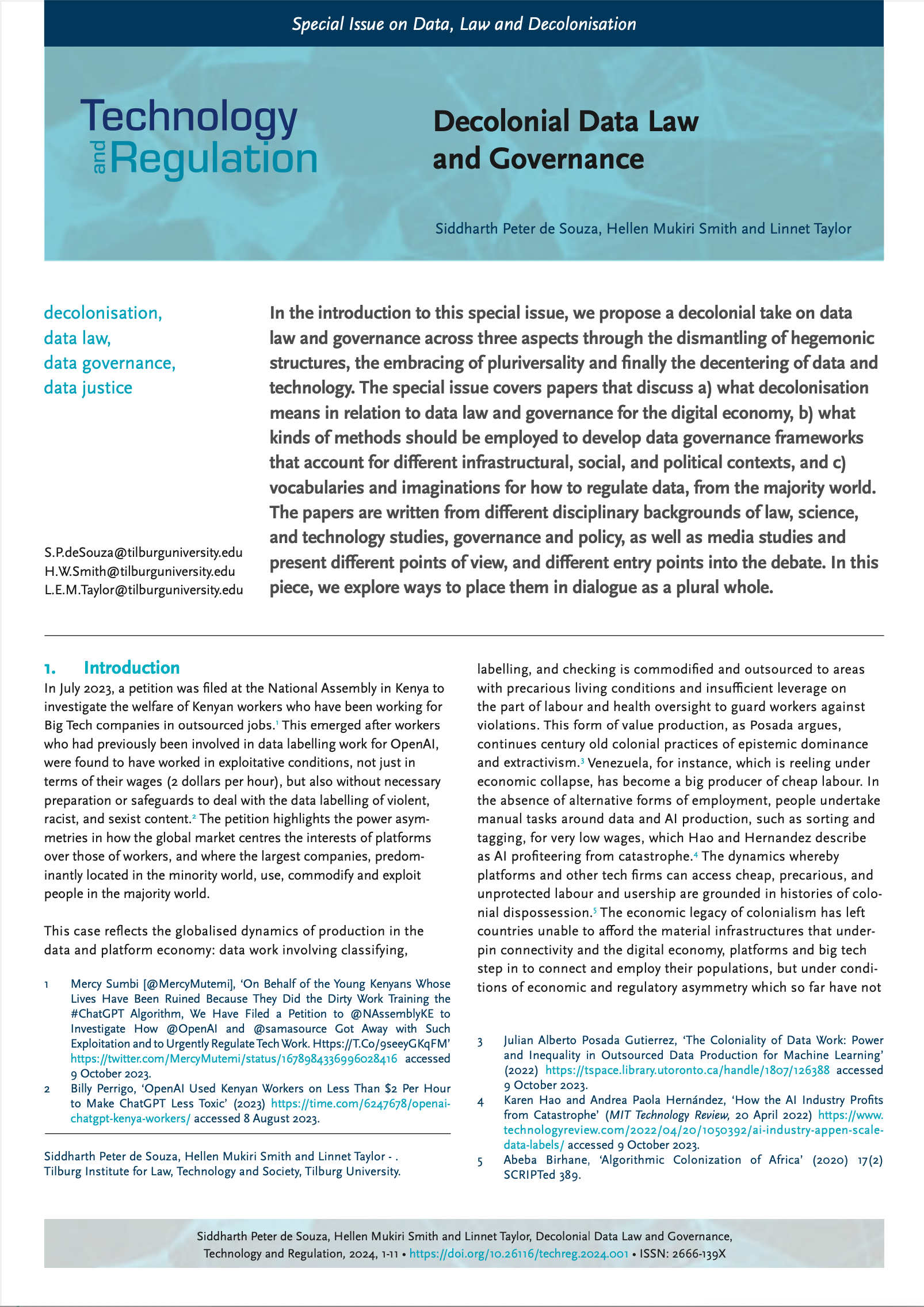 Decolonial Data Law and Governance | Technology and Regulation